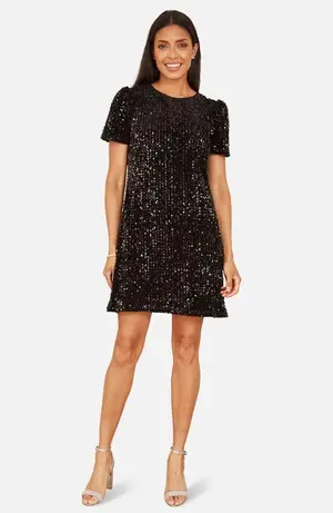 YUMI Sequin Tunic Mini Dress Black