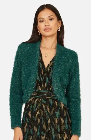 YUMI Metallic Eyelash Bolero - Green
