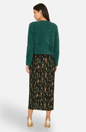 YUMI Metallic Fluffy Eyelash Bolero - Green