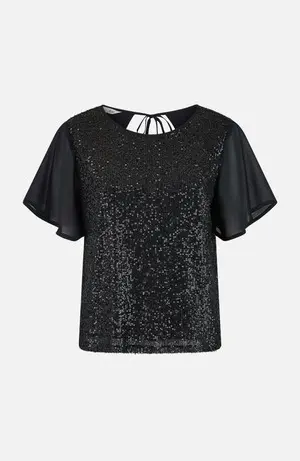 YUMI Sequin Short Sleeve Top