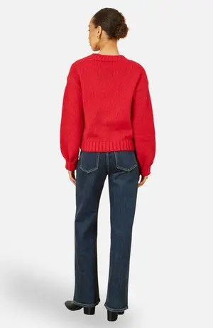 YUMI Hand Embroidered Chunky Knit Cardigan