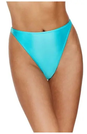GOTTEX Satin Touch High Waist High Leg Bikini Bottom - Aqua-blue