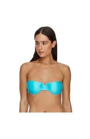GOTTEX Satin Touch Underwire Bandeau Bikini Top - Aqua-blue