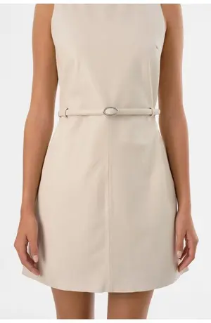 LAMARQUE Hilma Leather Shift Dress - Bone