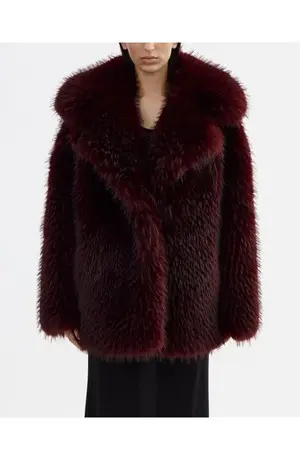 Faux Fur Coats with Hook and Eye Closure