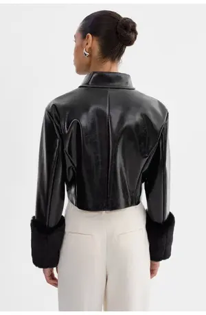 LAMARQUE Hedda Cropped Faux Leather Jacket