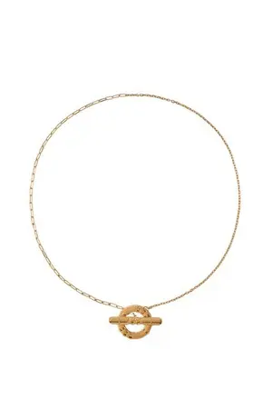 Burberry Check Granulation T-bar Necklace - Gold