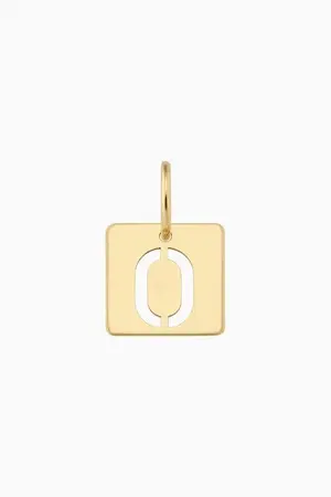 ORADINA 14k Yellow Gold Initial Tile Pendant Charm Letter E