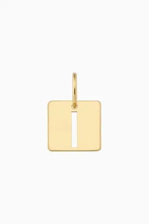 ORADINA 14k Yellow Gold Initial Tile Pendant Charm Letter G