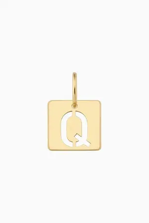 ORADINA 14k Yellow Gold Initial Tile Pendant Charm Letter H