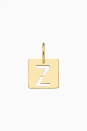ORADINA 14k Yellow Gold Initial Tile Pendant Charm Letter J