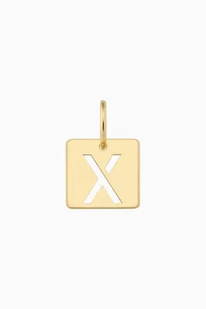 ORADINA 14k Yellow Gold Initial Tile Pendant Charm Letter Q