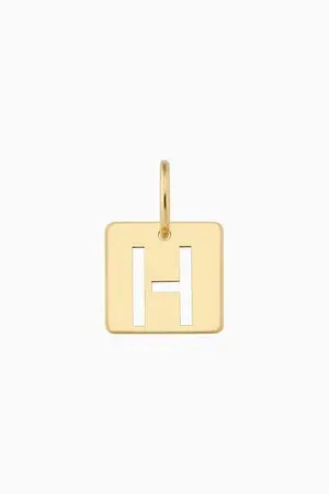 ORADINA 14k Yellow Gold Initial Tile Pendant Charm - Letter Z
