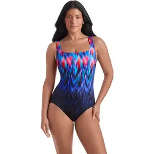 SHAPESOLVER SPORT Scoopneck Tank One-piece Swimsuit Chlorine Resistant - Phantasm