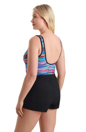 SHAPESOLVER SPORT Binded Scoopneck Chlorine Resistant One-piece Swimsuit