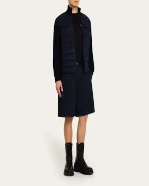 Moncler Down-filled Wool Knit Full-zip Cardigan