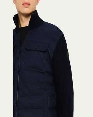 Moncler Down-filled Wool Knit Full-zip Cardigan