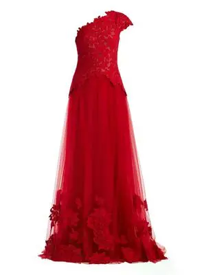 Tadashi Shoji One-shoulder Floral Maxi Dress - Red
