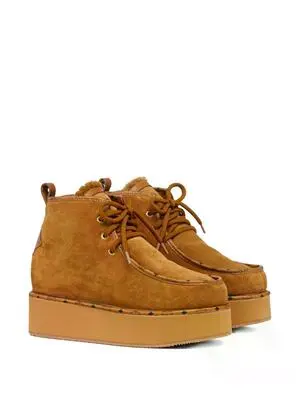 Mcm Suede Platform Ankle Boots