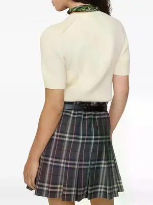 Burberry Wool Cashmere Short Sleeve Knit Top With Equestrian Knight Design