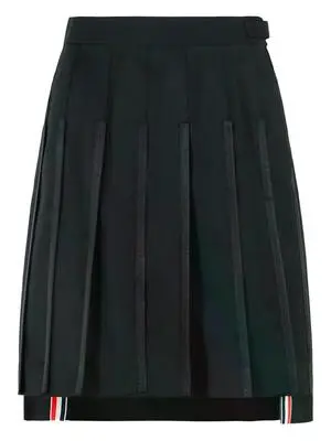 Thom Browne Pleated Grosgrain Midi Skirt - Black