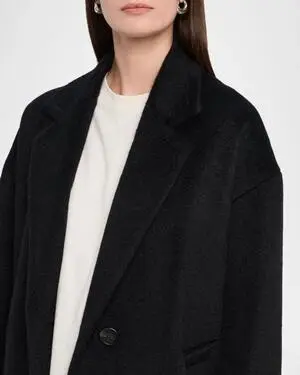 GOLDEN GOOSE Single-breasted Cocoon Coat - Black