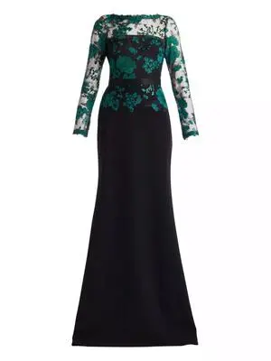 Tadashi Shoji Floral-embellished Maxi Dress - Black