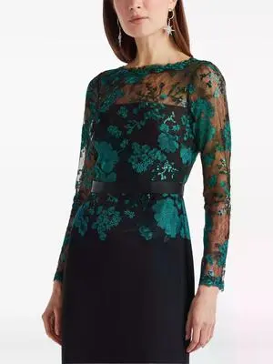 Tadashi Shoji Floral-embellished Maxi Dress - Black