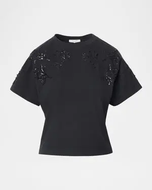 Rag & Bone Kelly Boxy Beaded Floral Tee