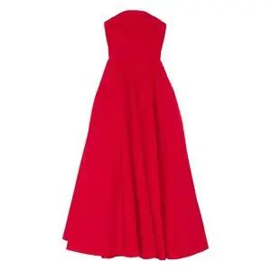 Solace London Strapless Flared Skirt Floor-length Dress - Red