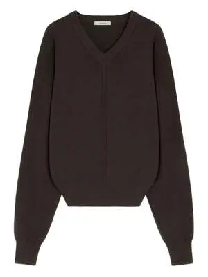 LEMAIRE V Neck Sweater - Br397 Dark Cacao