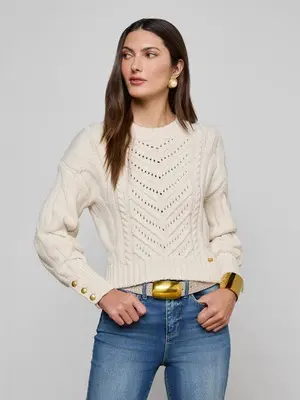 L'Agence Storm Cable-knit Cropped Sweater