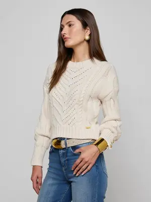 L'Agence Storm Cable-knit Cropped Sweater