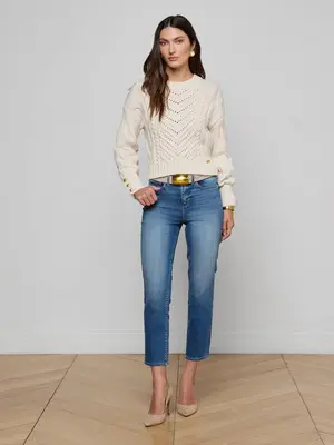 L'Agence Storm Cable-knit Cropped Sweater