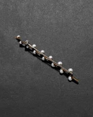 Alexis Bittar Vintage Bronze And Cultured Pearl Pin - Clear