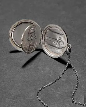 Alexis Bittar Antique Sterling Cross Locket Pendant Necklace