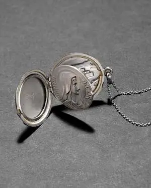 Alexis Bittar Antique Sterling Cross Locket Pendant Necklace