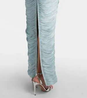 MARMAR HALIM Pleated Crêpe Corset Gown - Blue