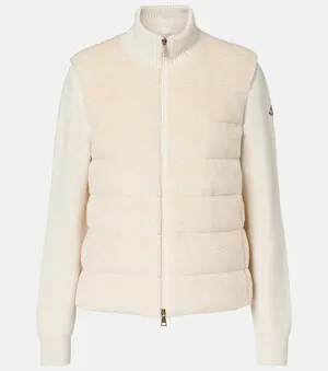 Moncler Down-paneled Teddy Cardigan - White