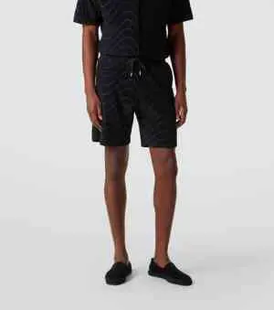 Frescobol Carioca Embroidered Cotton-blend Terry Shorts - Black