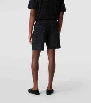 Frescobol Carioca Embroidered Cotton-blend Terry Shorts - Black