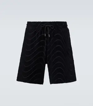 Frescobol Carioca Embroidered Cotton-blend Terry Shorts - Black