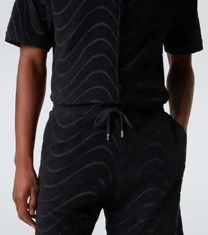 Frescobol Carioca Embroidered Cotton-blend Terry Shorts - Black