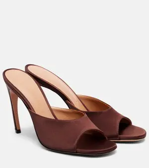 Attico Betta 95 Satin Mules - Brown