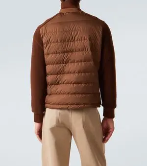 Moncler Down-paneled Teddy Cardigan - Brown