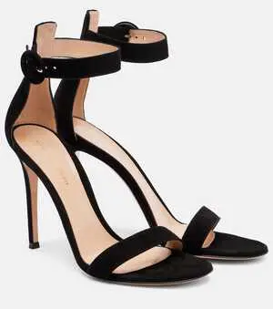 GIANVITO ROSSI Portofino 105 Suede Sandals - Black