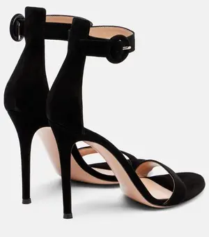 GIANVITO ROSSI Portofino 105 Suede Sandals - Black