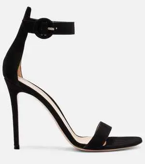 GIANVITO ROSSI Portofino 105 Suede Sandals - Black