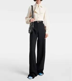 Valentino Garavani Reinette Bow-detail Satin Mules - Blue