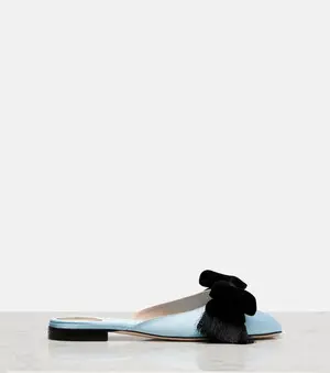 Valentino Garavani Reinette Bow-detail Satin Mules - Blue